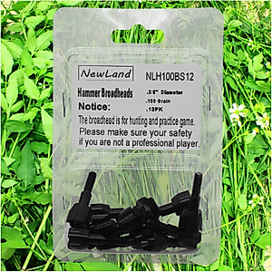 maifield 100 Grain Archery Hunting Small Game Hammer Broadheads Crossbow Compound Bow Arrow Tips (12PK Black Hammer Head)