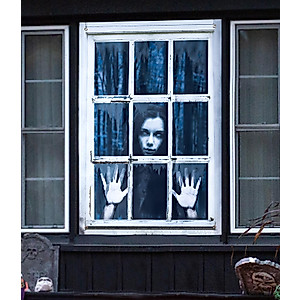 Halloween Window Decorations 31.5x47.2" Window Door Wall Cover Scary Halloween Decorations Indoor Outdoor Party Decor