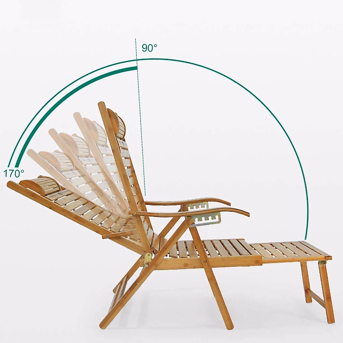 Sun Lounger Garden Chairs Balcony Recliner, Bamboo with Telescopic Foot Pedal Deck Chair Sun Lounger Outdoor Garden Patio Gravity Reclining Chair (Size, Bamboo 4.5cm),Bamboo 4.5cm