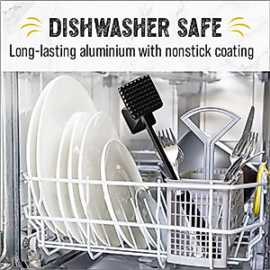 ﻿﻿Checkered Chef Meat Tenderizer Hammer - Dishwasher Safe Metal Kitchen Mallet for Tenderizing Chicken, Beef, Pork & Nuts with Non-Slip Grip