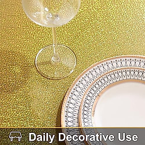 Spotjoy Sequin Rectangle Tablecloth 60 x 84 Inch, Sparkle Glitter Table Cloth for Parties, Decorative Shiny Tablecloths for Wedding Birthday Banquet, Gold