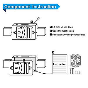 SPECTSUN 4 Pack LED Sign Emergency Light, Red Exit Sign Light with Battery Backup, Exit Light with Emergency Light/Photoluminescent Exit Sign/