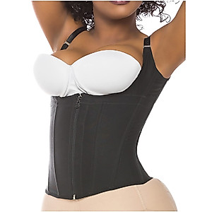 Salome 0313 Vest Girdle Colombian Waist Trainer Fajas Reductoras y Moldeadoras Cinturillas Colombianas de Mujer para Adelgazar Black M