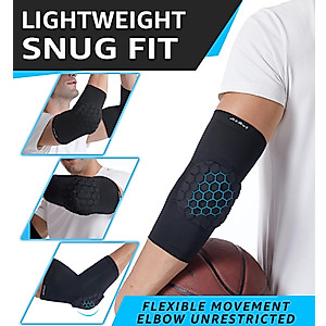 HiRui Elbow Pads, Basketball Baseball Elbow Brace Elbow Support Arm Compression Sleeve Collision Avoidance Elbow Pad for Volleyball Cycling Football Work Out, Women&Men(1Pair) (Black, XL)
