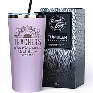 Teacher Gifts Coffee Tumbler Mug for Women - Must Have Cute Ideas for Teachers Appreciation Week, Birthday, Christmas, Best, Thank You, Valentines Day, Friend, Colleague, Sister - 22oz Glitter Painted