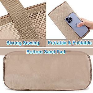 Eslcorri Mesh Beach Tote - Extra Large Beach Bag with 11 Pockets Foldable Tote Bag Womens Shoulder Handbag Oversized Casual Gift Pool Bag Travel Essentials for Swimming Gym Toys Kitchen 24.8x9.4x14.6