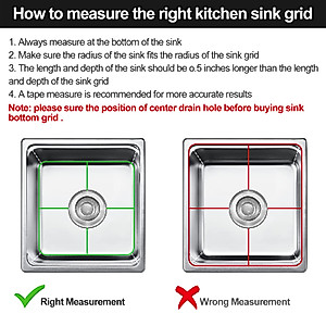 ARLBA 2 Pack 304 Stainless Steel Sink Protectors for Kitchen Sink W/Center Drain,13.62"x11.5"x1.25" Sink Grid Protection,Sink Grate Sink Rack for Bottom of Sink w/ 2Pack Sink Strainers