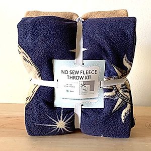 Celestial Moons Anti-Pill Premium No-Sew Throw Fleece Fabric Kit (50x60)