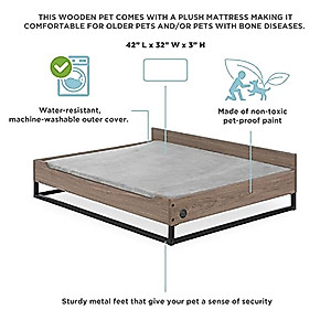 Wooden Dog Bed and Dog Couch with Water-Resistant Mattress, Large to Extra Large Elevated Pet Bed with Calming mattress, Greenguard Gold Certified, Dog Beds & Furniture, Milo - TailZzz
