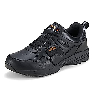 HISEA Slip Resistant Shoes for Men, Water & Oil Resistant, Breathable Comfortable Slip on Chef Nurse Work Shoes, Lightweight Walking Standing shoes for Restaurant, Healthcare and Warehouse Workers
