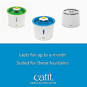 Catit Triple Action Water Fountain Filters, Replacement Cat Drinking Fountain Filters, 5 Pack
