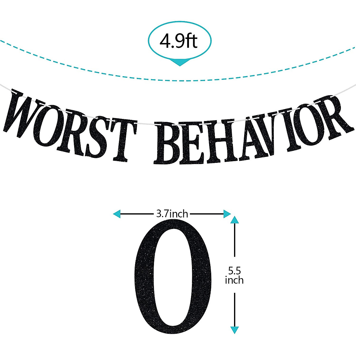 Black Glitter Worst Behavior Banner, Drake Party Decor, Baby Shower/Bridal Shower/Wedding/Birthday Party Decoration Supplies, Photo Backdrop