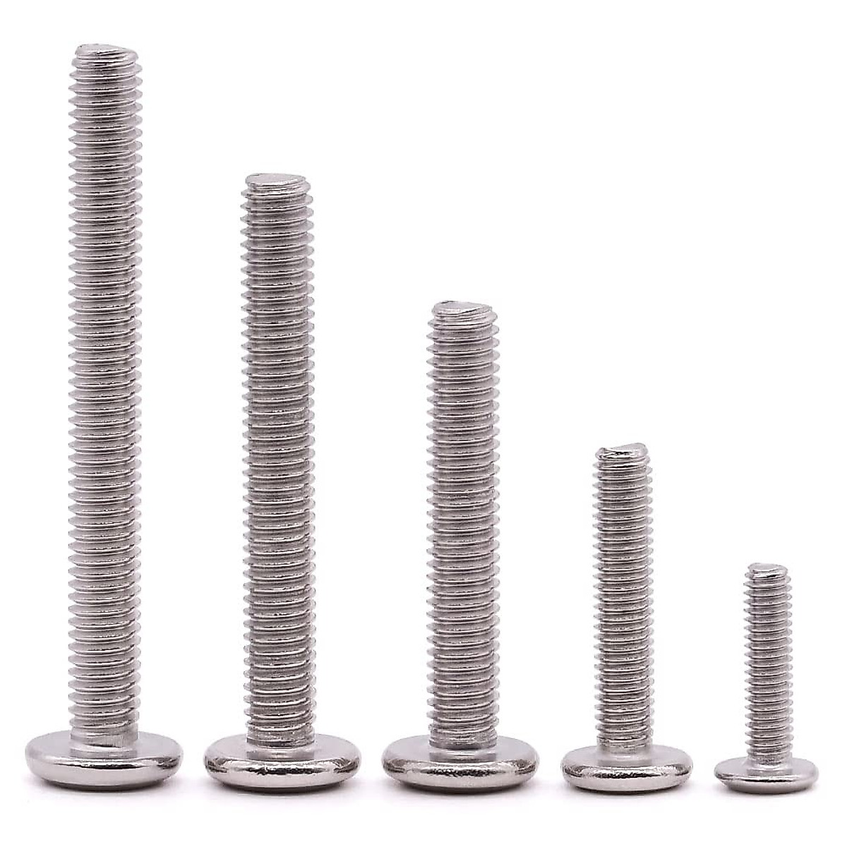 M5 x 8mm (50 PCS) Round Phillips Drive Head Binding Screws, Machine Screws, 304 Stainless Steel 18-8, Full Thread, Furniture Screws Connector Bolts