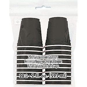 Black Disposable Plastic Shot Glasses - 2oz, 20 Pieces - Perfect for Events and Celebrations