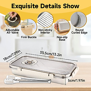 banmagately Deli Meat Container for Fridge, Bacon Container for Refrigerator with Time Recording, Stainless Steel Ham and Cheese Container Bacon Keeper Airtight Lunch Meat Storage Containers(2000ML)