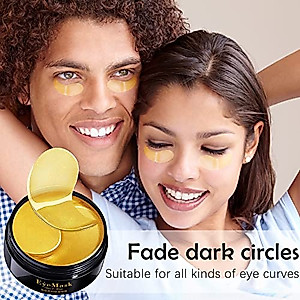 Eye Masks for Dark Circles and Puffiness 24K Gold Collagen Eye Mask 60 Pcs Eye Patches Wrinkle Treatment Moisturizing Eye Gel Pads for Anti-Aging Refreshing Skin Beauty & Personal Care,Easy to Use