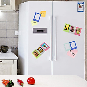 TARASEEL Magnetic Mini Photo Frame with Clear Protective Cover for Polaroid Fujifilm Instax Mini 7s 8 9 11 12 25 50s 70 90 EVO, NONS SL42 SL645 for Office Cabinet Fridge, Pack of 12. (12 Colors)