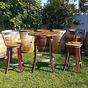 Central Coast Creations Bistro Set Swivel Top Stools - Wine Barrel Handcrafted Wine Barrel Furniture