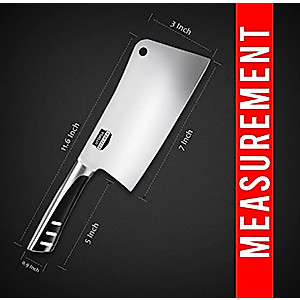 Utopia Kitchen 7 Inch Cleaver Knife Chopper Butcher Knife Stainless Steel for Home Kitchen and Restaurant (Black)