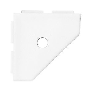 Questech Decor Shower Soap Dish, Lugged for New Construction, Corner Shower Shelf for Tiled Shower Walls, 5 Inch Geo Lugged Shower Corner Shelf, Bright White Matte