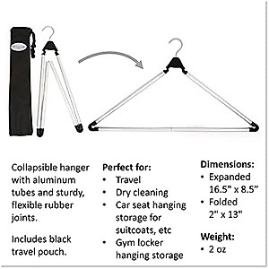 Car Seat Coat Hanger: Travel Hanger, Car Hanger, Clothes Hanger, Gym Hanger- Foldable Hanger, Folding Hanger, Collapsible Hanger, Portable Hanger (Matte Silver & Black) (1)