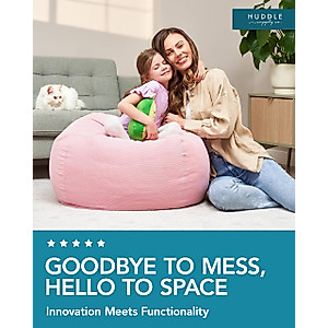 Stuffed Animal Bean Bag Storage (No Filler) - Machine Washable Kids Bean Bag Chair - Extra Large Pink Bean Bag Chair Cover Stuff Toys & Soft Items - Stuffed Animal Holder for Girls -Pink Corduroy