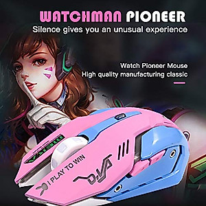 TDOR Creative and Cute Gaming Mouse, Overwatch D.VA USB Wired Mouse,Silent Optical Mice Colorful Colors Breathing Light, for Office Home and Gamer
