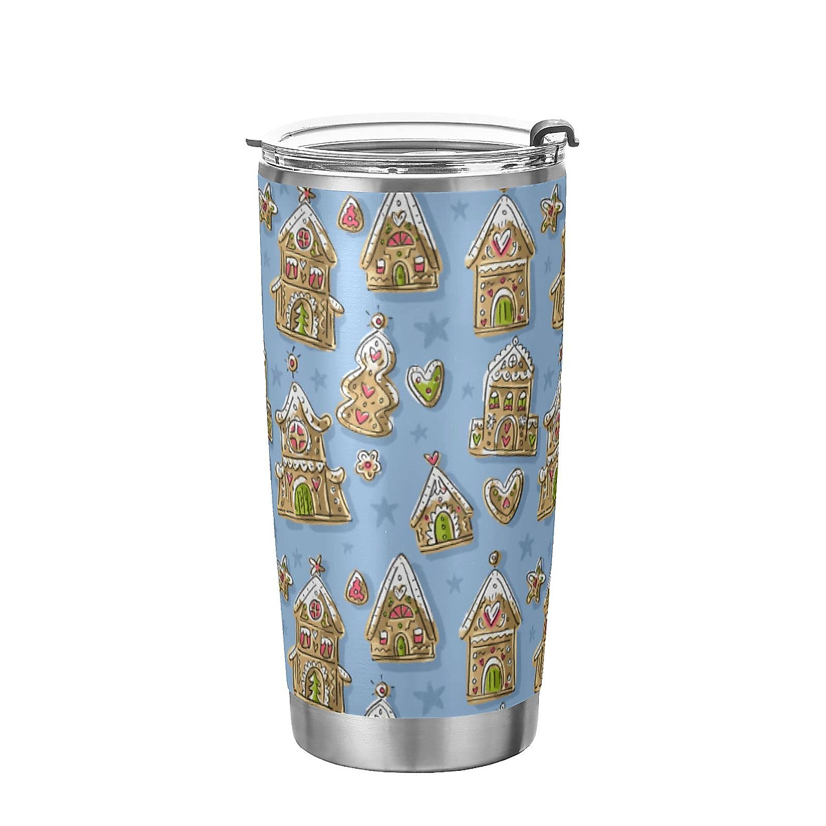 Yasala Christmas Tumbler Xmas Gingerbread Cookie House Insulated Coffee Cup Beverage Container Office Travel Mug with Straw and Lid 20oz Holiday Back to School Gift