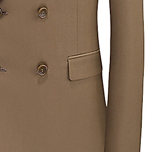 Men's Slim Fit Double Breasted Jacket Slim Fit Business Daily Prom Blazer Peak Lapel Groom Wedding Party Suit Coat (Khaki,Medium)