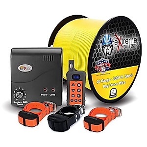 Electric Dog Fence + Remote Trainer - 3 Dog / 1000' of 20 Gauge Underground Dog Fence Wire (Up to 1 Acre) - Dual Solution to Contain and Train Your Dog(s) with a Single Collar…