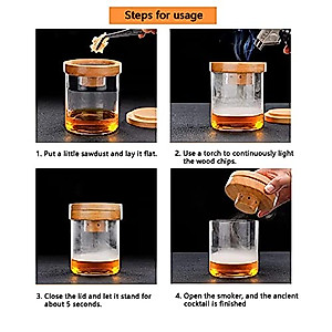 Cocktail Smoker Kit with Torch,4 Flavors of Wood Smoker Chips and Bourbon,with for Whiskey and Old Fashioned Drinks Smoker Infuser kit,Fine Whiskey Gift for Men,Dad,Husband,Anniversary(No Butane)
