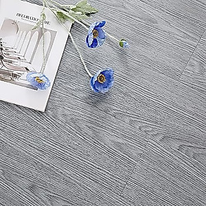 Peel and Stick Floor Tile, 36PCS 54 Sq.Ft Vinyl Flooring, Rigid Wood Surface Waterproof Hard Core, Self-Adhesive for Bedroom Bathroom Kitchen DIY Installation (36" x 6", Dark Grey)