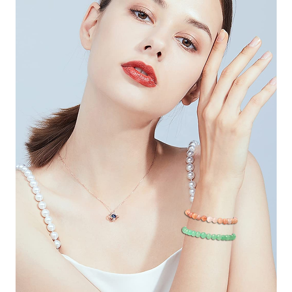 SAMOCO 12Pcs 4mm 6mm 8mm Gemstones Bracelets for Women Men Semi Precious Healing Crystal Stone Stretch Round Beaded Bracelet Handmade Energy Bracelets adjustable(6mm)