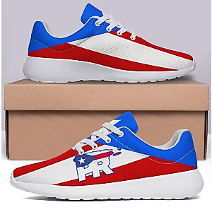 Puerto Rico Shoes Mens Womens Running Tennis Shoes Athletic Casual Puerto Rico Flag Sneakers Gifts for Friends White Size 10