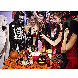 UOMNICUE Christmas Tablecloth 54 X 108Inch,Disposable Plastic Red White Christmas Trees Snowflakes Table Cover Christmas Theme Tablecloth for Christmas Holiday Party Decorations (3, Spider Web)