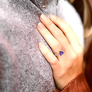 Clara Pucci 2.24 ct Heart Cut Criss Cross Twisted Solitaire Halo Alexandrite Modern Designer Statement Ring 14k Rose Gold 10.5