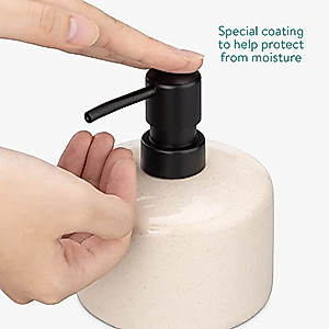 Navaris Ceramic Bathroom Accessories Set (3 Pieces) - Includes Soap Dispenser, Toothbrush Holder, Soap Dish - Modern Bath Accessory Holders - Sand