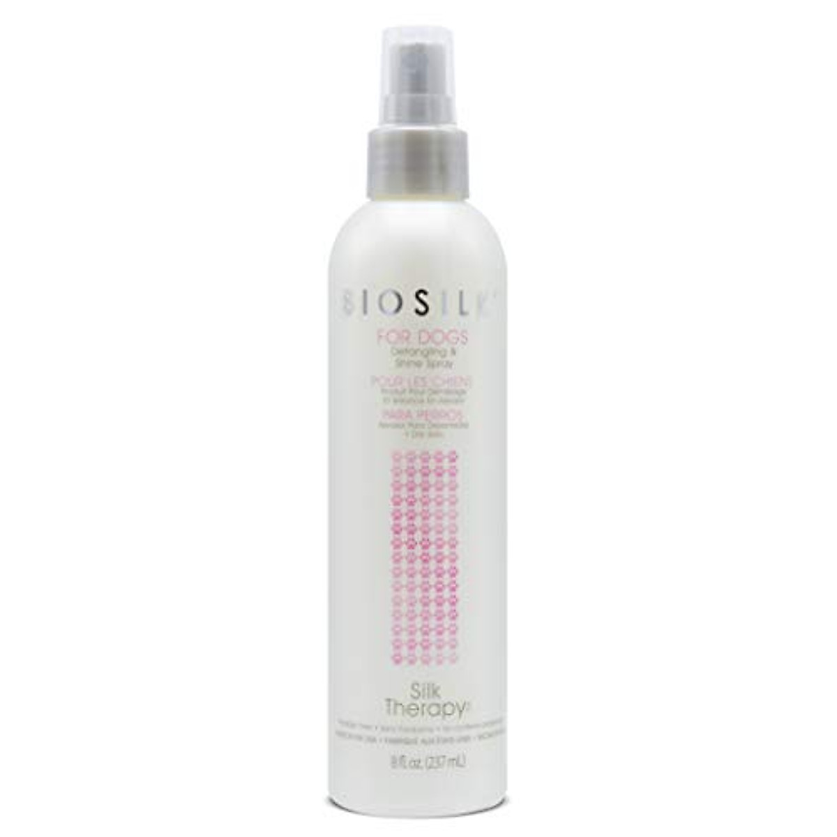 BioSilk for Dogs Silk Therapy Detangling Plus Shine Mist for Dogs | Best Detangling Spray for All Dogs & Puppies for Shiny Coats and Dematting | 8 Oz Bottle (Packaging May Vary),WHITE
