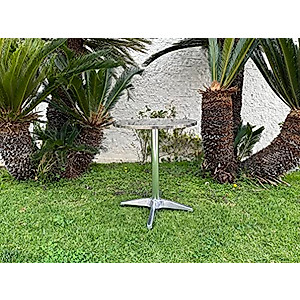 BTEXPERT Silver Indoor Outdoor 23.75" Round Restaurant Table for Patio Stainless Steel Aluminum Furniture with Base, 23.75Inch X 27.7" Height-One