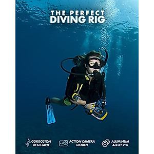 Movo GB-U70Y Underwater Diving Rig for GoPro Hero with Cold Shoe Mounts, Wrist Strap - Works with HERO3, HERO4, HERO5, HERO6, HERO7, HERO8, and Osmo Action Cam - Scuba GoPro Accessory (Yellow)
