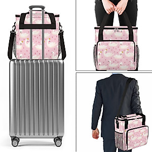 Cute Kawaii Pink Swan Coffee Maker Carring Bag Travel Storage Tote Bag Compatible with Keurig K-Mini or K-Mini Plus Portable Single Serve Coffee Brewer Case with Pockets for K-cup Pods