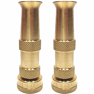 Hose Nozzle High Pressure for Car or Garden - Made in USA - Solid Brass - 2 Nozzle Set - Adjustable Water Sprayer from Spray to Jet - Heavy Duty - Fits Standard Hoses - with Gardening Secret E-Book
