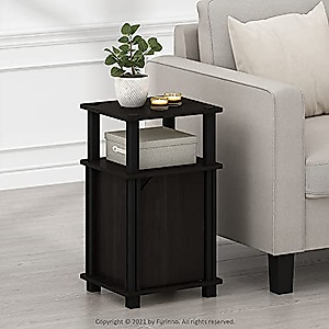 Furinno Brahms 3-Tier End Side Sofa Table/Nighstand with Door, 1-Pack, Espresso/Black