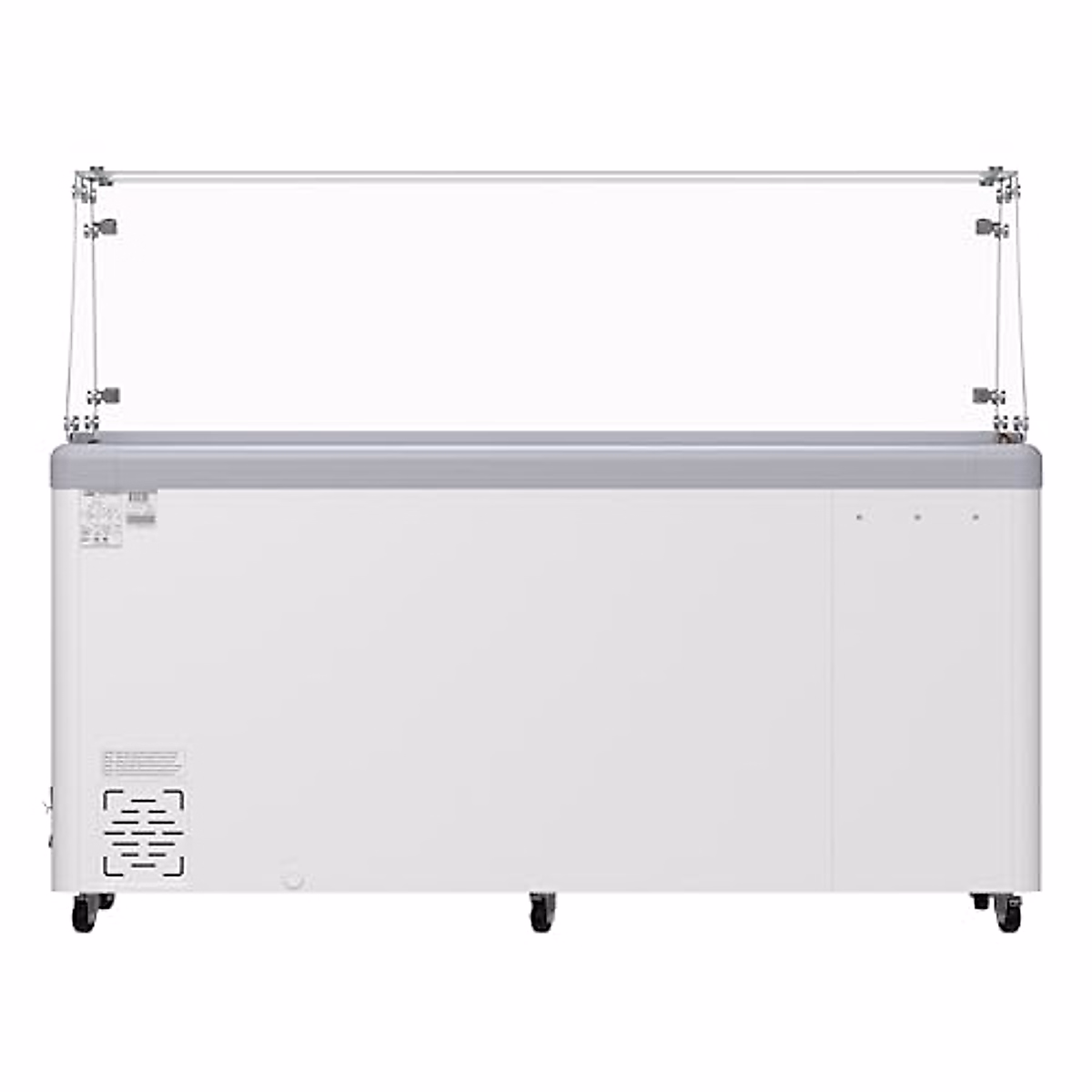 KoolMore KM-GDC-71SD-FG 70 in. 14-Pan Gelato Dipping Cabinet Display Freezer with Sliding Glass Door and Sneeze Guard, 20 cu. ft. ETL Listed