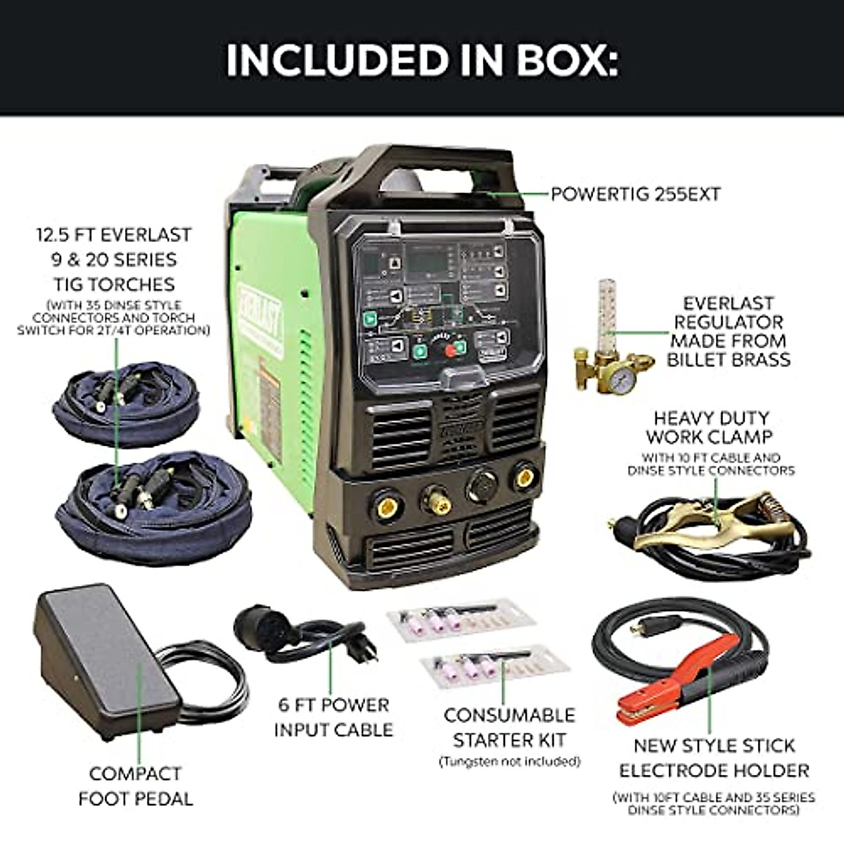 2022 Everlast PowerTIG 255EXT Digital AC / DC TIG Stick Pulse Inverter Welder 110v/220v Dual Voltage