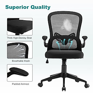 HMeeZnn Ergonomic Office Chair, Desk Chairs with Wheels Mesh Computer Chair Mid Back Swivel Chair with Adjustable Armrest Lumbar Support for Home Office Executive Work Study, Black