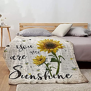 You are My Sunshine Blanket Sunflower Blanket Throw Soft and Comfortable, Warm Flannel Blanket Living Room Bedroom Sofa Bed Four Seasons 40"x50"