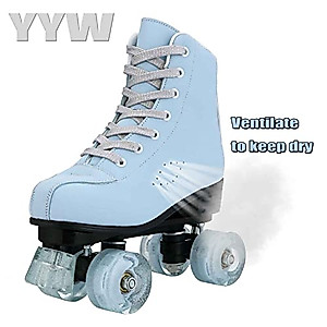 YYW Roller Skates For Women and Men Artificial Cowhide with Thick Cotton Protection Upper Outdoor Roller Skates for Girls Boys (39=US Women:9=US Men:7.5=Heel to Toe:25.5 cm)