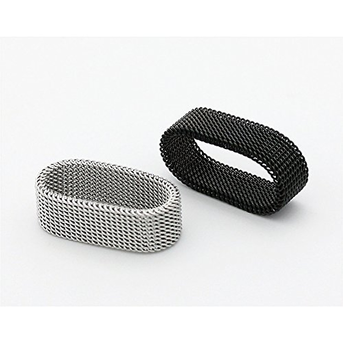 JAJAFOOK Jewelry 8mm Flexible Silver Woven Mesh Band Stainless Steel Screen for Unisex Ring Jewelry