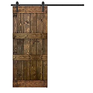 Sliding Barn Door 36 in x 84 in, Made-in-USA, Customizable Solid Wood Barn Door Included 6.25ft Hardware Kit and Pull Handle, Easy Assembly Dark Brown, Ladder Series